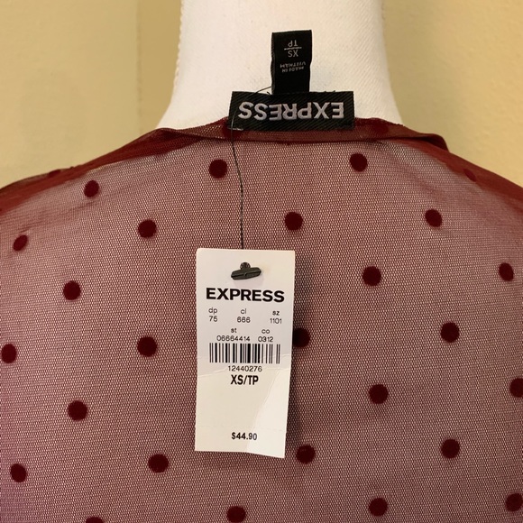 Express | Tops | Express Maroon Polka Dot Sheer Top Xs | Poshmark